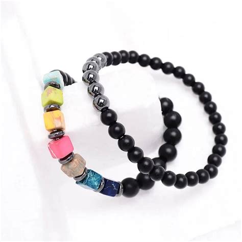 Set Of Two Chakra And Hematite Healing Bead Bracelets By Tomsey