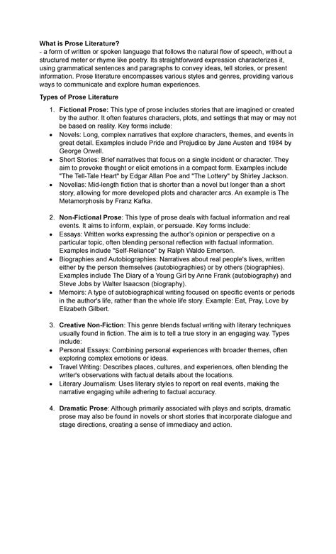 Prose Literature What Is Prose Literature A Form Of Written Or Spoken Language That Follows