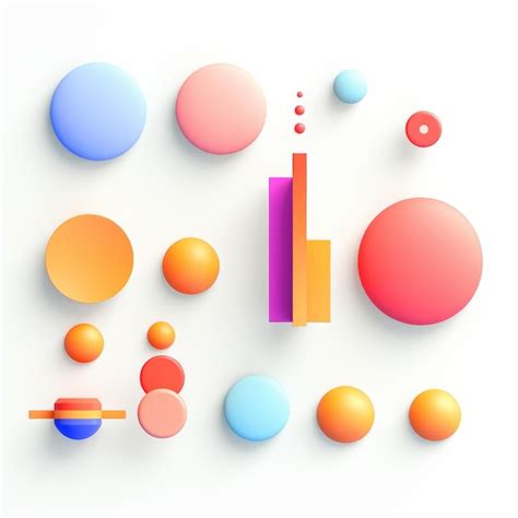 빛나는 ⁇ 색 배경에 5가지 색으로 평평한 절차적 모양을 탐구하는 순수한 조화 프리미엄 Ai 생성 이미지