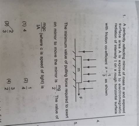 A Perfectly Reflecting Mirror Of Mass M And Exposed Surface Area A Is Exp