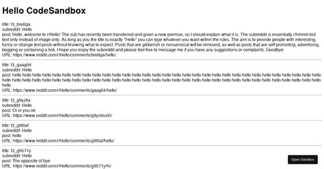 Reddit Json Data Codesandbox