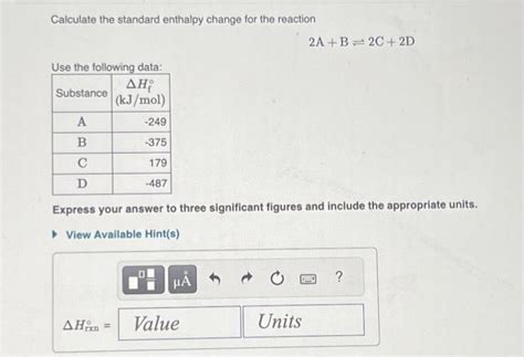 Solved Calculate The Standard Enthalpy Change For The Chegg