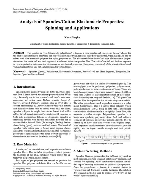 Analysis Of Spandexcotton Elastomeric Propertie Pdf