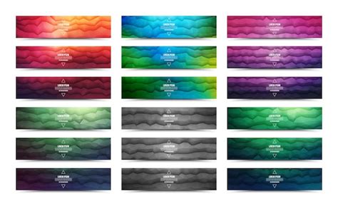 Premium Vector Polygonal Waveform Vivid Colored Abstract Web Banners Collection On White
