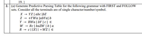 Solved A ﻿generate Predictive Parsing Table For The