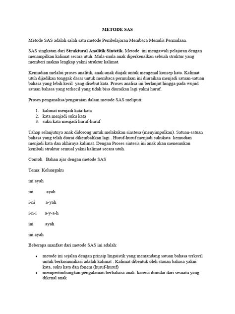 metode sas pdf seni and disiplin bahasa sains and matematika