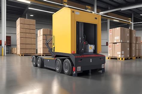 premium ai image automated guided vehicle in warehouse logistic and