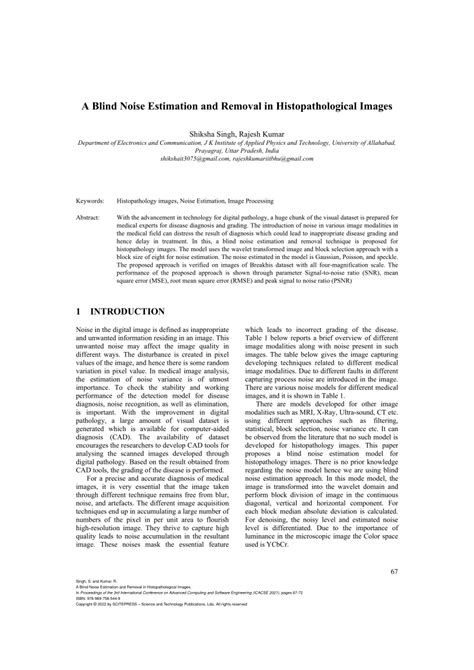 pdf a blind noise estimation and removal in histopathological images