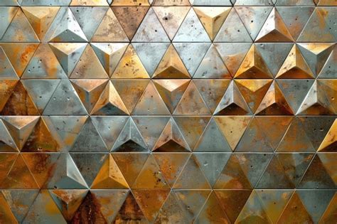 Premium Photo Metallic Geometric Mosaic Tile Wallpaper With Abstract