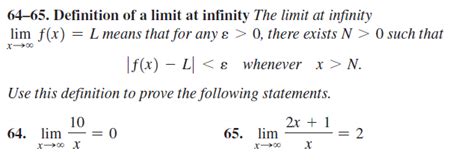 Solved 64 65 Definition Of A Limit At Infinity The Limit At