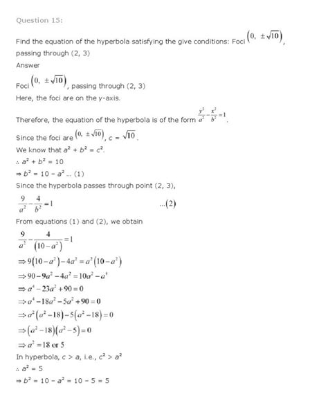 Conic Sections Class 11 Mathematics Ncert Solutions