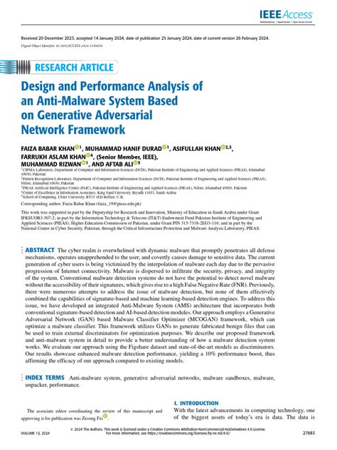 Design And Performance Analysis Of An Anti Malware System Based On Generative Adversarial