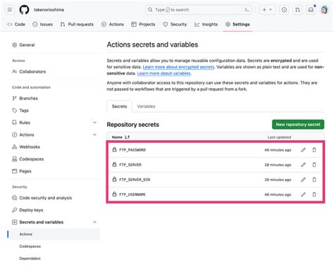 github actions を使って main ブランチの内容を ftp で自動デプロイしたい 大島 武宜 takenori oshima