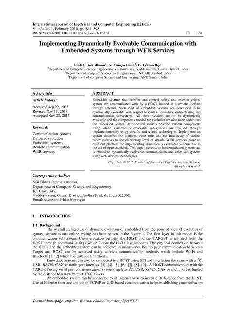 Pdf Implementing Dynamically Evolvable Communication With Embedded