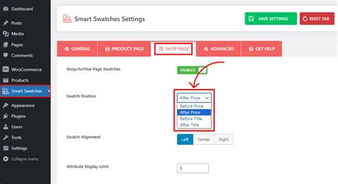 How To Configure The Swatch Position In The Shoparchive Page