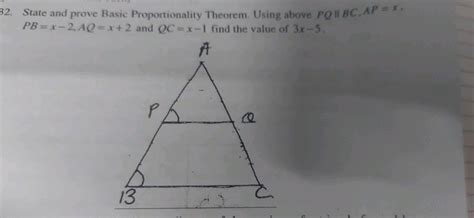 State And Prove Basic Proportionality Theorem Using Above P Q B C A