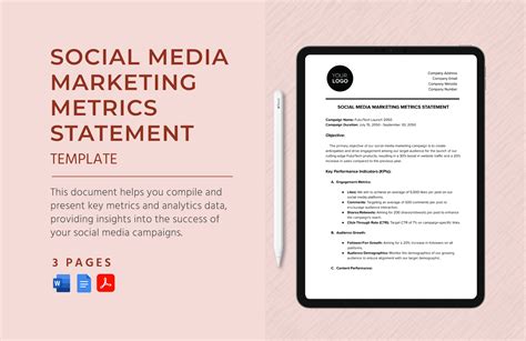 Social Media Marketing Metrics Statement Template In Word PDF Google Docs Download