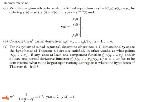 Solved In Each Exercise A Rewrite The Given Nth Order