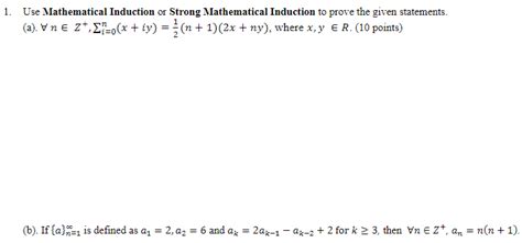 solved use mathematical induction or strong mathematical