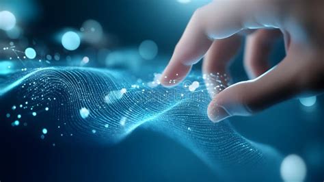 Human Hand Interacting With A Glowing Digital Holographic Interface Symbolizing Futuristic