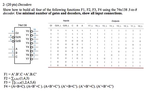 Solved Interpret The Datasheet For A 74138 Decoder And 41 Off