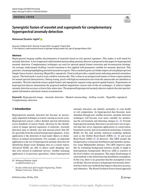 Synergistic Fusion Of Wavelet And Superpixels For Complementary Hyperspectral Anomaly Detection