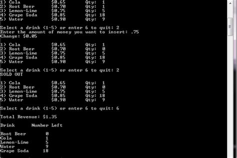 Solved Write A Program That Simulates A Soft Drink Machine