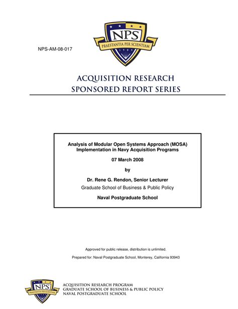 PDF Analysis Of Modular Open Systems Approach MOSA Implementation In Navy Acquisition Programs