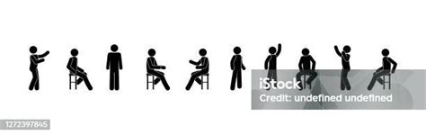 사람들은 서서 다양한 포즈에 앉아 사람들 일러스트 고립 된 스틱 그림 그림 그림 사이의 통신 스틱피겨에 대한 스톡 벡터 아트 및 기타 이미지 Istock