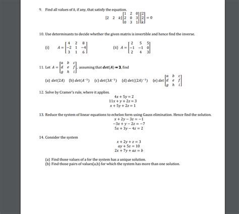 Solved 9 Find All Values Of K If Any That Satisfy The Chegg Com