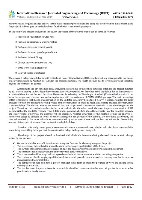 Irjet Schedule Delay Analysis In Construction Management Using