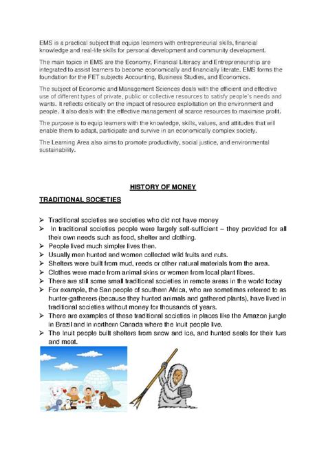Grade 7 Ems Term 1 Notes Good The Economy The History Of Money
