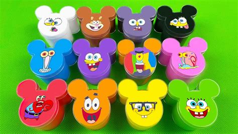 Spongebob Squarepants Looking Clay Toys With Mickey Mouse Shape Coloring Asmr Youtube