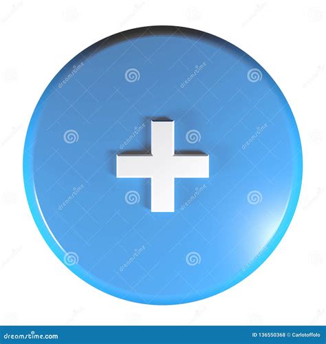 Blue Circle Push Button With The Sign For The Sum Operation 3d