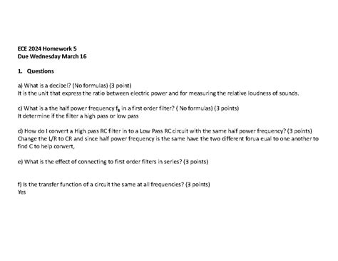 Hw 5 Ece 2024 Homework 5 Ece 2024 Homework 5 Due Wednesday March 16