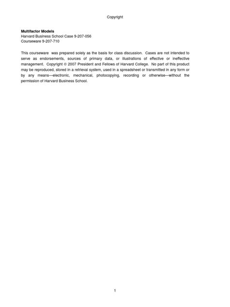 21 Multifactor Models Spreadsheet Pdf Business Economics Economies