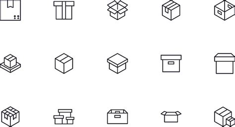상자 개념입니다 현대 고품질 박스 라인 아이콘의 컬렉션입니다 편집 가능한 획 웹 사이트 전단지 배너 온라인 상점 및 회사를위한 프리미엄 선형 기호 0명에 대한 스톡 벡터