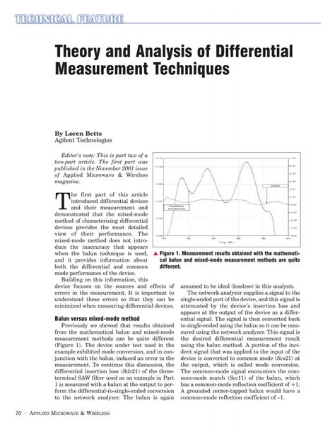 Theory And Analysis Of Differential Measurement Techniques