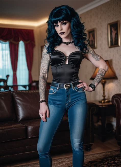 Gothic Crossdresser In A Stylish Living Room Stable Diffusion Online