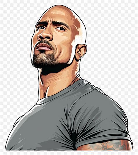 Dwayne Johnson Stylized Cartoon Man Illustration Png 3688x4124px