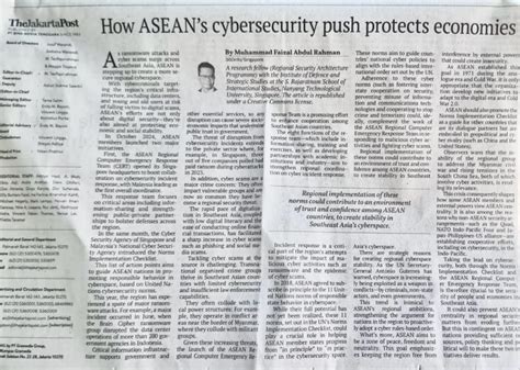 Muhammad Faizal Bin Abdul Rahman On Linkedin My Article On Asean Cybersecurity And Regional