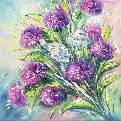 Картина с цветя Пролет от Даниела Стойкова Картина с маслени бои 50 Cm 50 Cm Платно канав