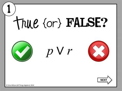Compound Statements Conjunction And Disjunction True Or False