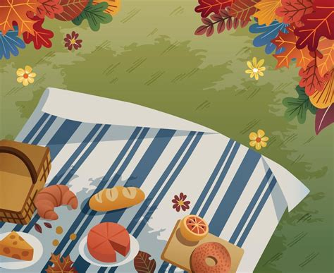 Picnic In Fall Season Background 7803212 Vector Art At Vecteezy