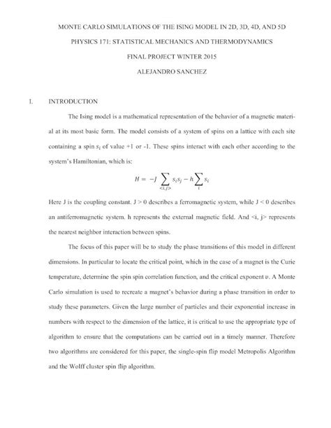 PDF MONTE CARLO SIMULATIONS OF THE ISING MODEL DOKUMEN TIPS