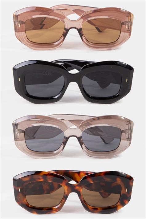Thick Rounded Frame Sunglasses Set