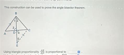 Solved This Construction Can Be Used To Prove The Angle Bisector