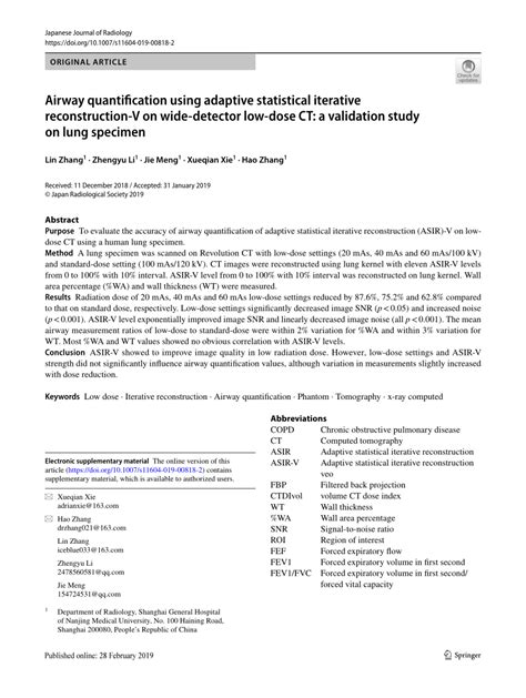Pdf Airway Quantification Using Adaptive Statistical Iterative Reconstruction V On Wide