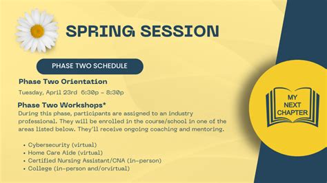 My Next Chapter Spring Session Programs