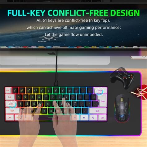 Gaming Keyboard Backlit Ergonomic Streamlined Design Keyboard 61 Keys